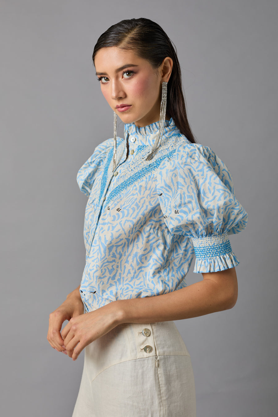 Short Sleeve Smocked Shirt – Hope for Flowers by Tracy Reese